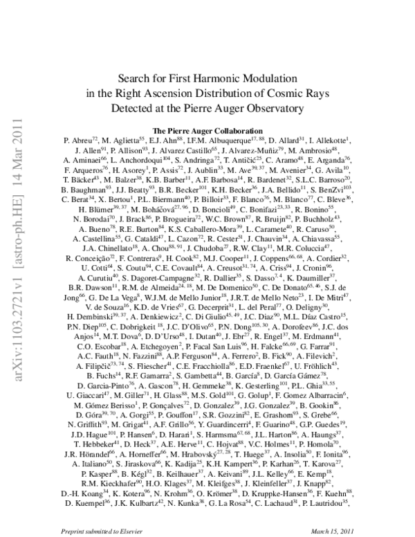 (PDF) Search for first harmonic modulation in the right ascension ...