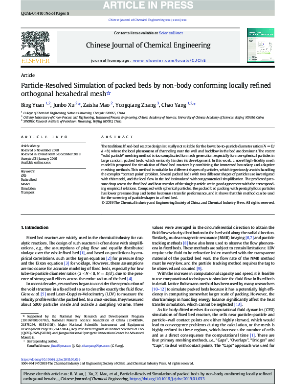 (PDF) Particle-resolved simulation of packed beds by non-body ...