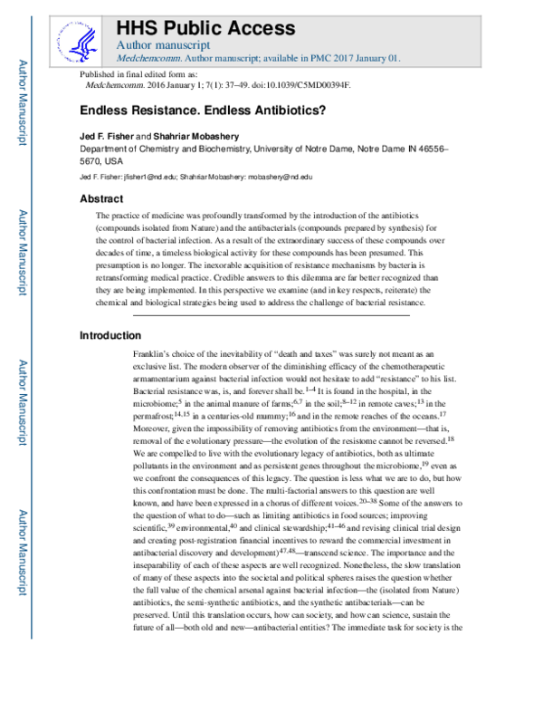 (PDF) Endless resistance. Endless antibiotics?