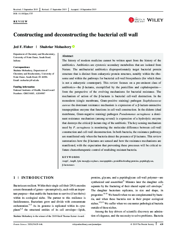 (PDF) Constructing and deconstructing the bacterial cell wall
