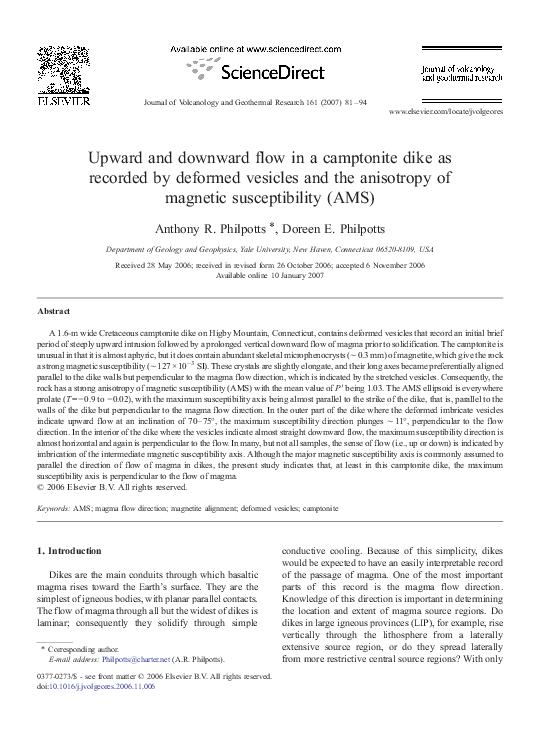 (PDF) Upward and downward flow in a camptonite dike as recorded by ...