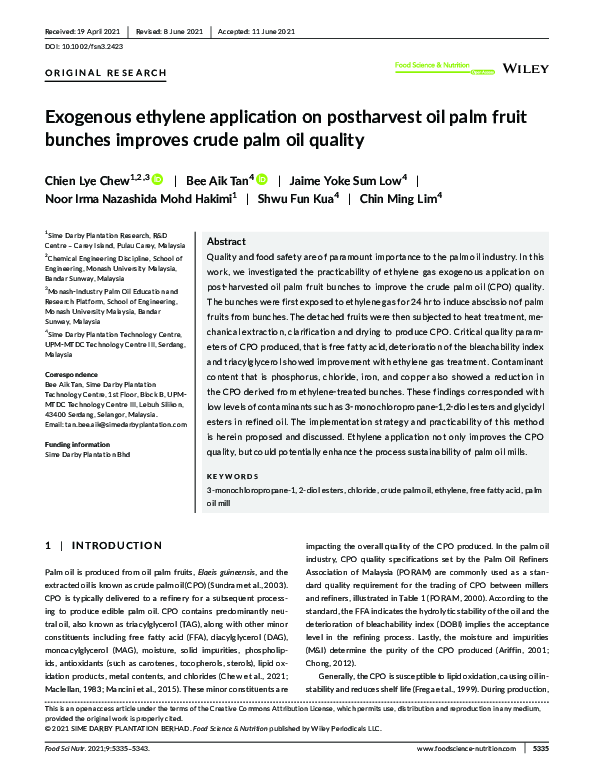 (PDF) Exogenous ethylene application on postharvest oil palm fruit ...