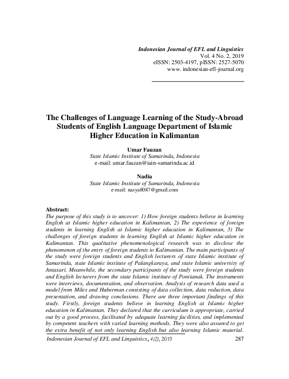 (PDF) The Challenges of Language Learning of the Study-Abroad Students ...