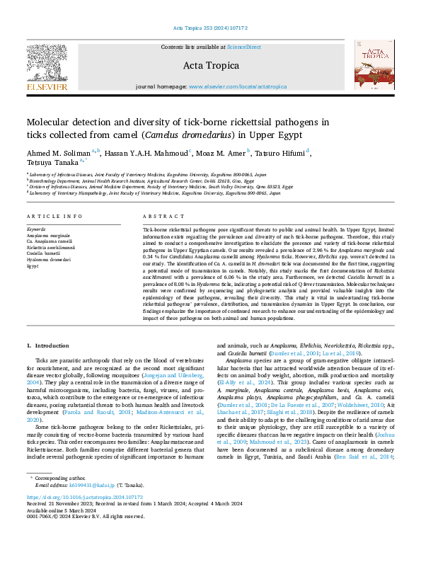(PDF) Molecular detection and diversity of tick-borne rickettsial ...