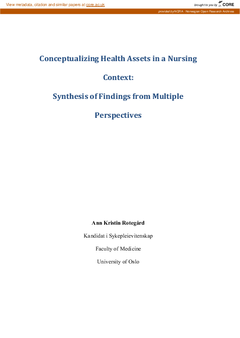 (PDF) Conceptualizing health assets in a nursing context : Synthesis of findings from multiple ...