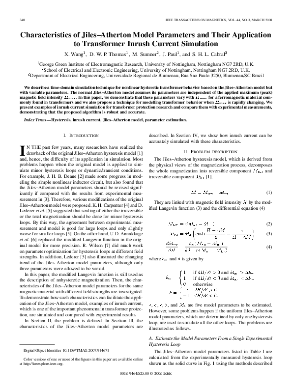(PDF) Characteristics of Jiles–Atherton Model Parameters and Their ...