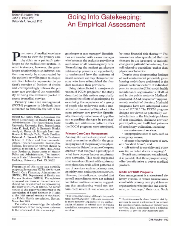 (PDF) Going Into Gatekeeping: An Empirical Assessment