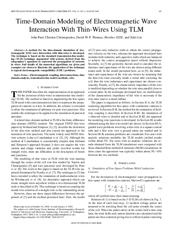 (PDF) Time-Domain Modeling of Electromagnetic Wave Interaction With ...
