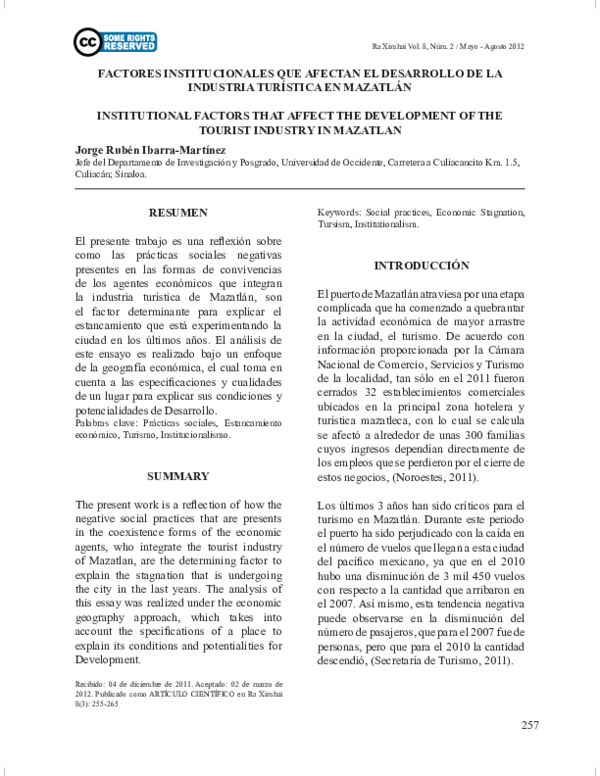 (PDF) Factores institucionales que afectan el desarrollo de la industria turística en Mazatlán