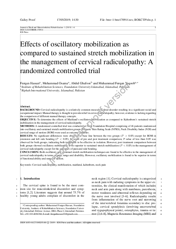 (PDF) Effects of oscillatory mobilization as compared to sustained ...