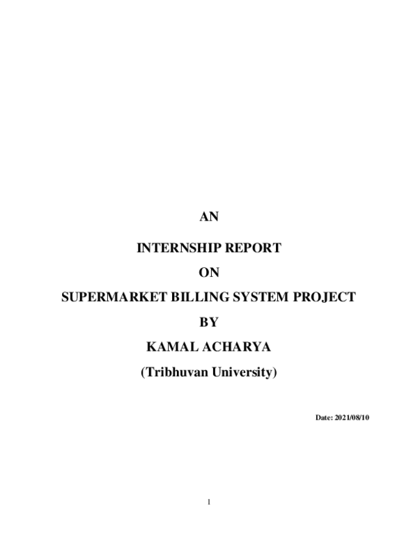 Pdf Supermarket Billing System Project Report