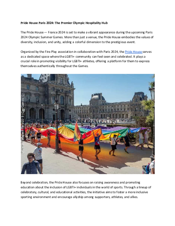 (PDF) Pride House Paris 2024: The Premier Olympic Hospitality Hub