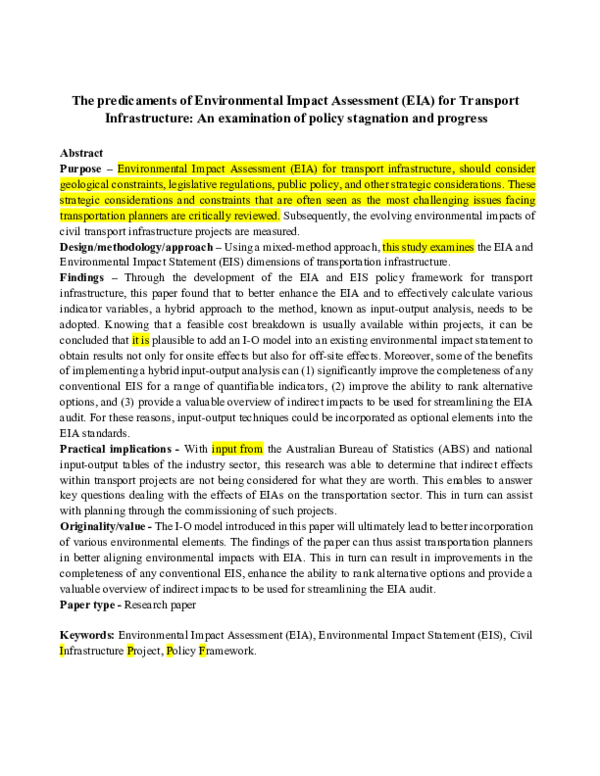 (PDF) The predicaments of environmental impact assessment (EIA) for ...