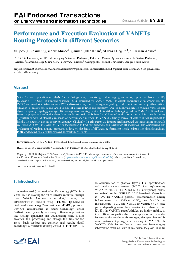 Pdf Performance And Execution Evaluation Of Vanets Routing Protocols