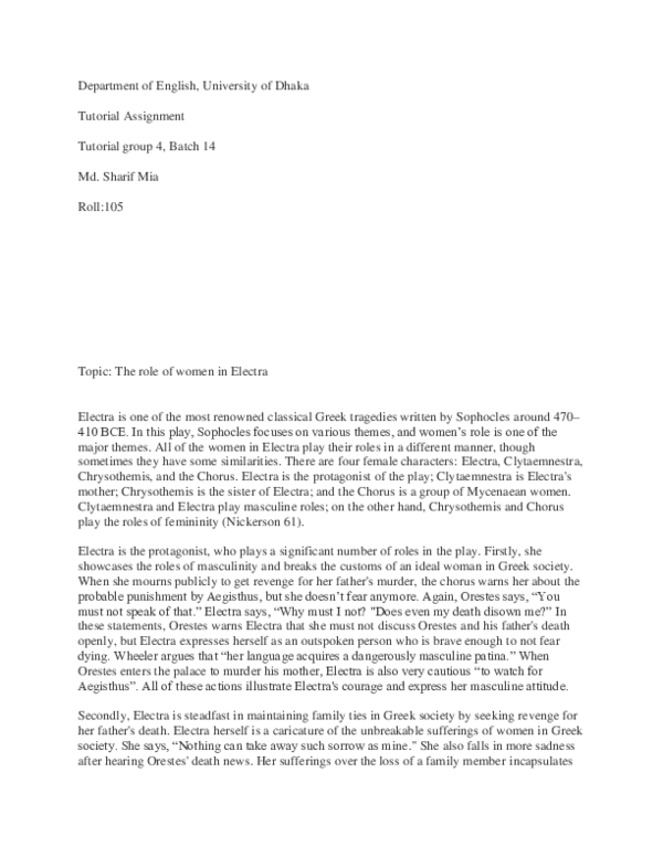 (PDF) Women's roles in Electra
