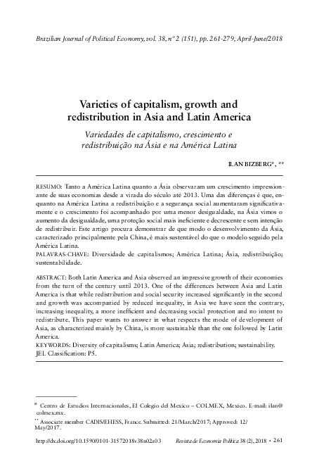 (PDF) Varieties of capitalism, growth and redistribution in Asia and Latin America