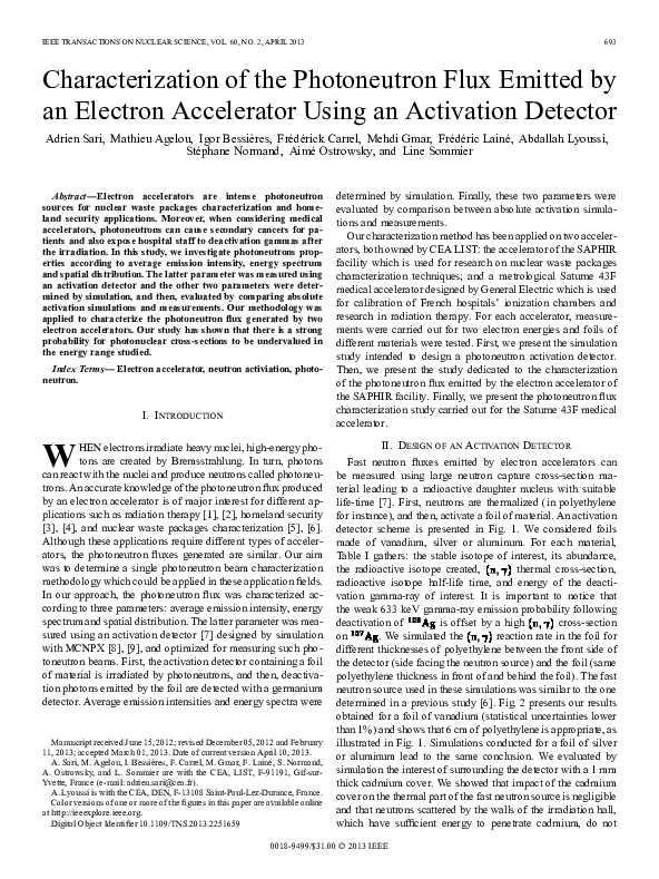 (PDF) Characterization of the Photoneutron Flux Emitted by an Electron ...