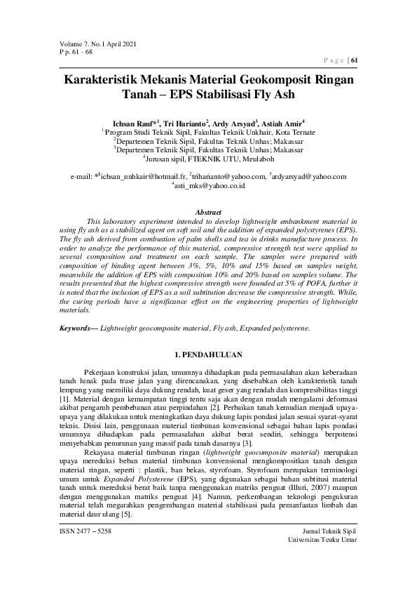 (PDF) Karakteristik Mekanis Material Geokomposit Ringan Tanah – EPS ...