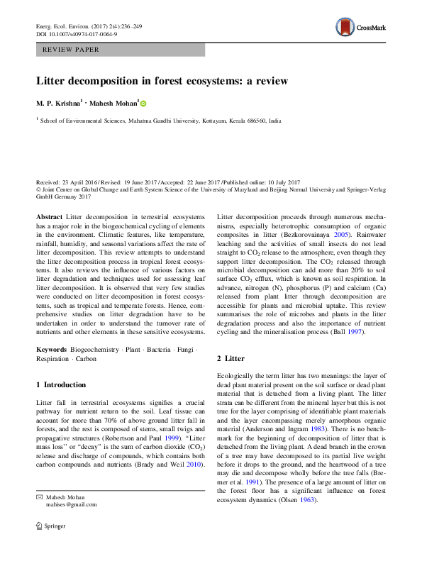(PDF) Litter decomposition in forest ecosystems: a review