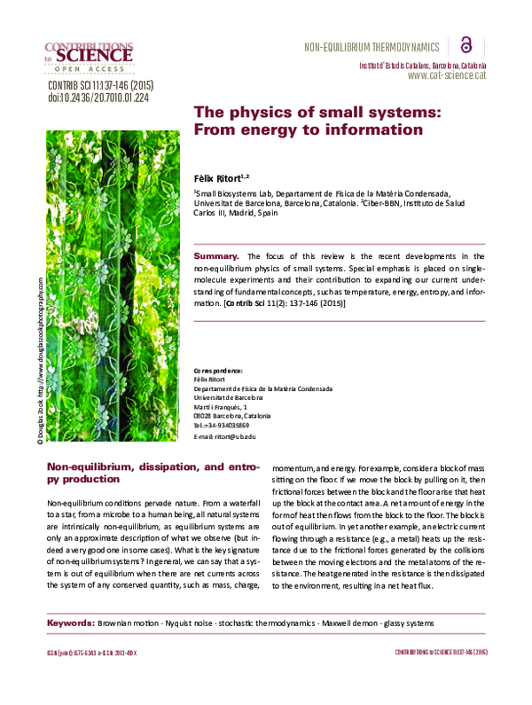 (PDF) The Physics of small systems: from energy to information