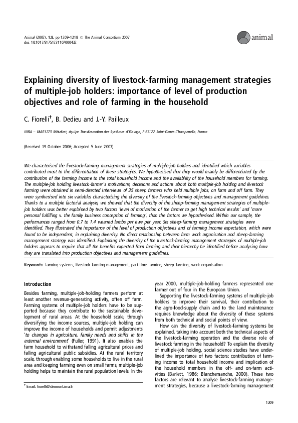 (PDF) Explaining diversity of livestock-farming management strategies of multiple-job holders ...