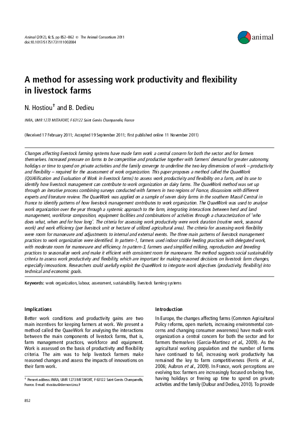 (PDF) A method for assessing work productivity and flexibility in livestock farms