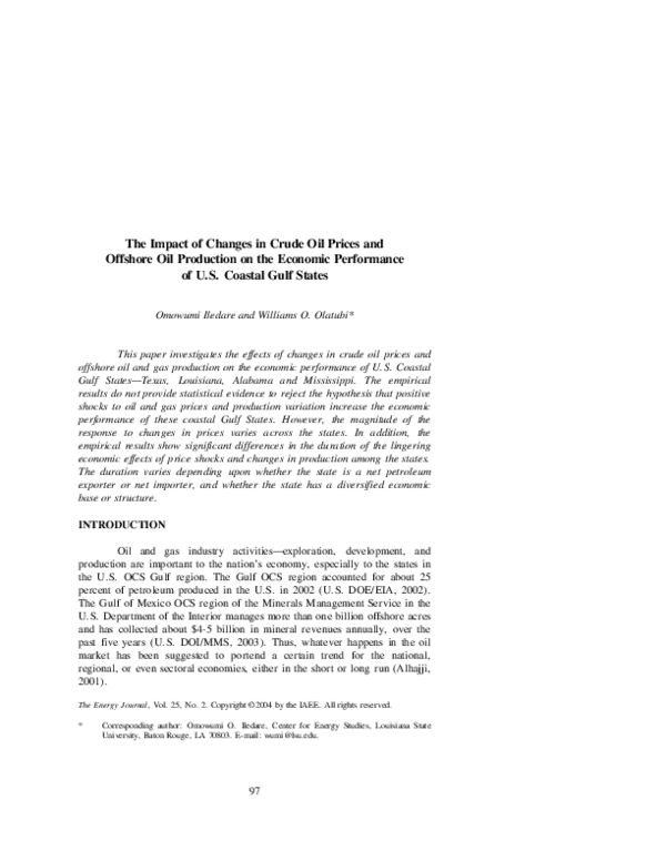 (PDF) The Impact of Changes in Crude Oil Prices and Offshore Oil ...