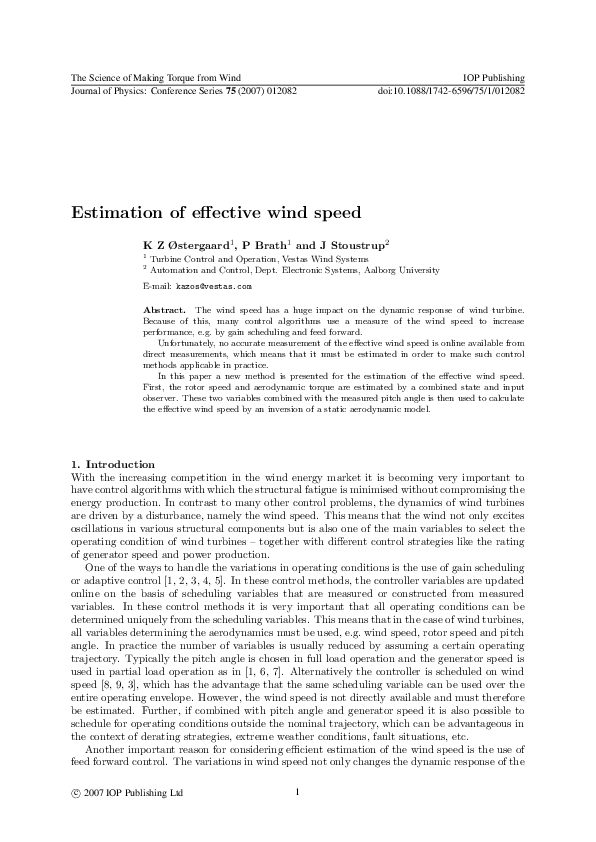 (PDF) Estimation of effective wind speed | Per Brath - Academia.edu