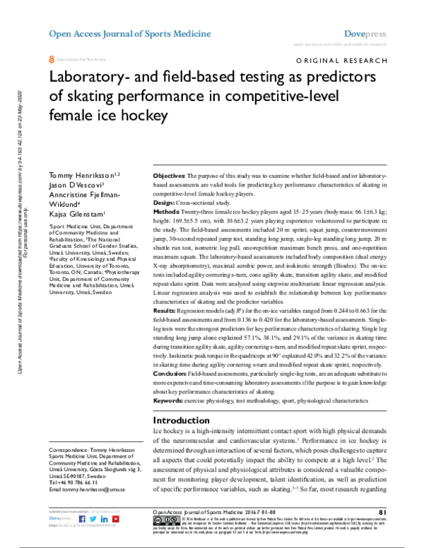 (PDF) Laboratory- and field-based testing as predictors of skating ...