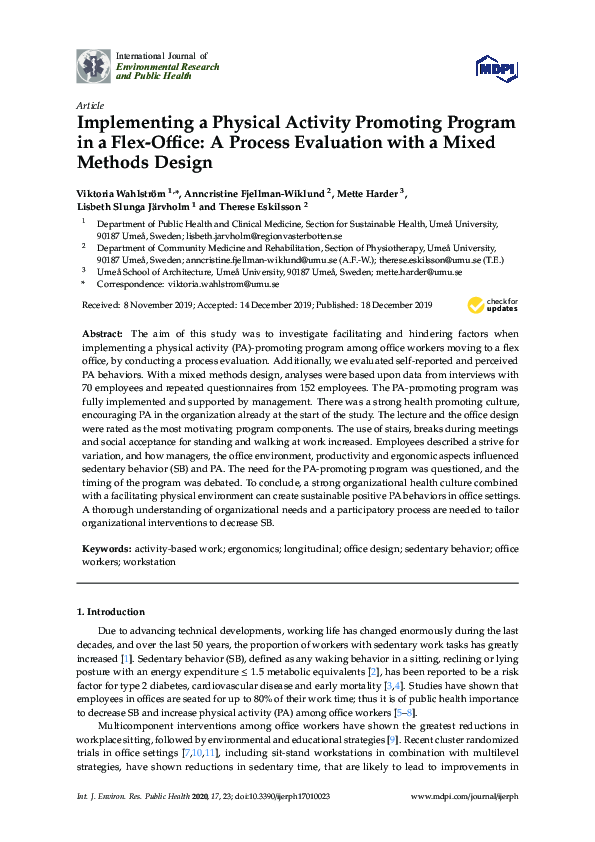 (PDF) Implementing a Physical Activity Promoting Program in a Flex ...