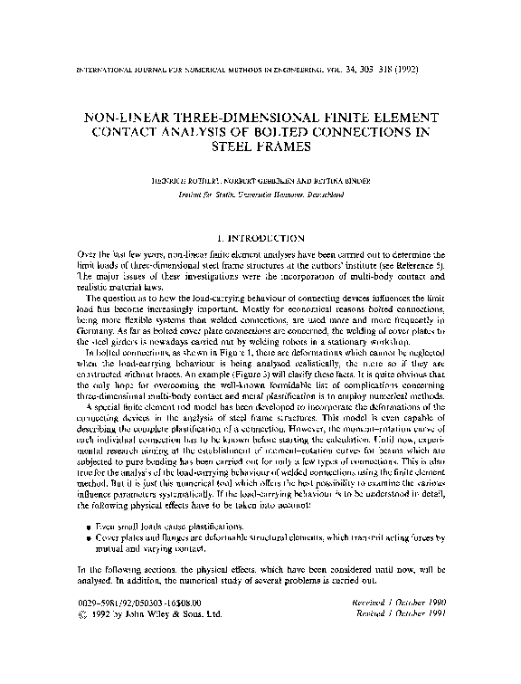 (PDF) Non-linear three-dimensional finite element contact analysis of bolted connections in ...