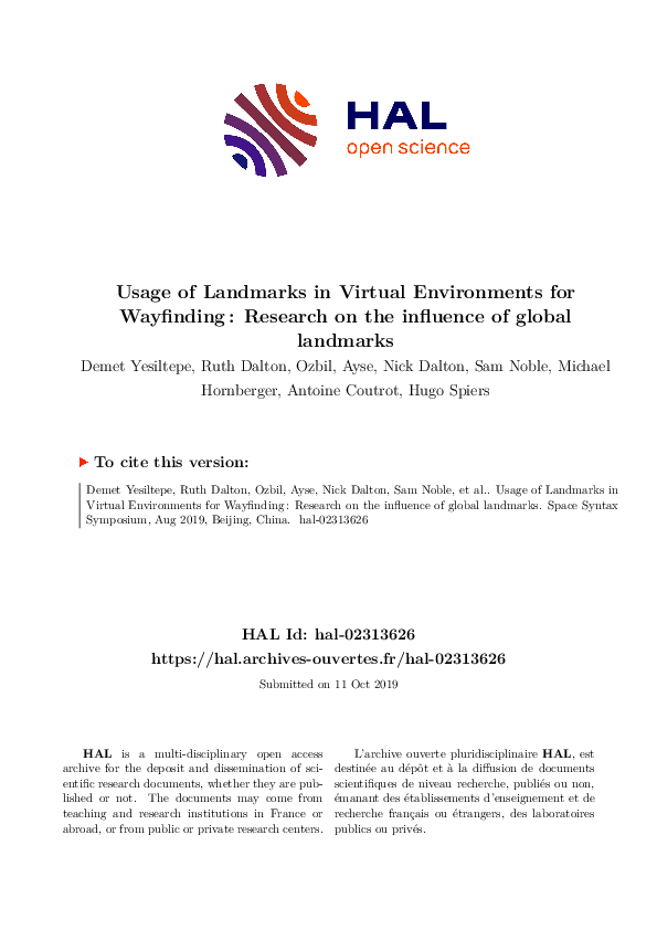 (PDF) Usage of Landmarks in Virtual Environments for Wayfinding: Research on the influence of ...