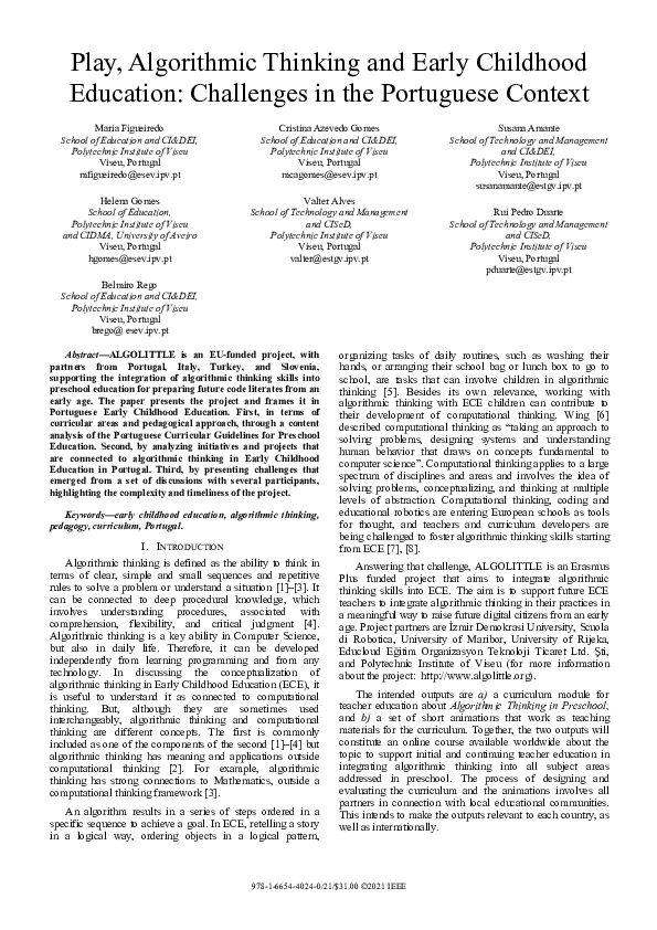 (PDF) Play, Algorithmic Thinking and Early Childhood Education ...