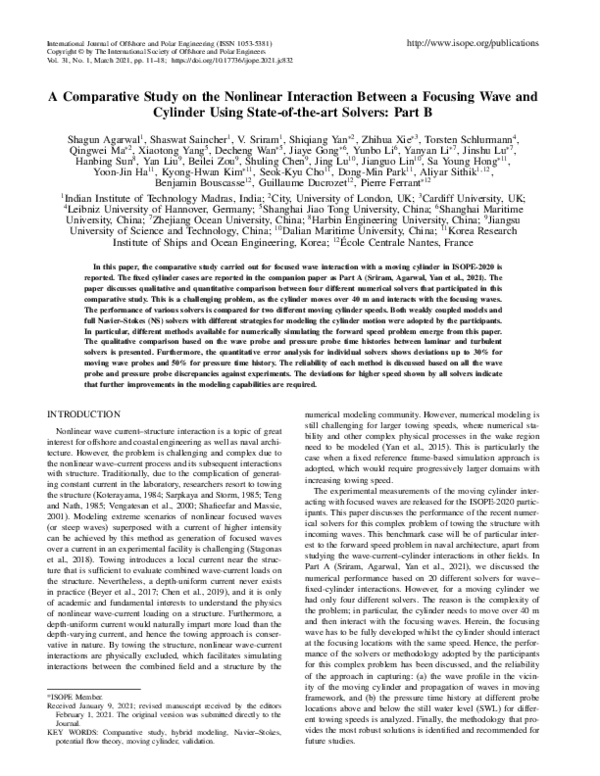 (PDF) A Comparative Study on the Nonlinear Interaction Between a Focusing Wave and Cylinder ...
