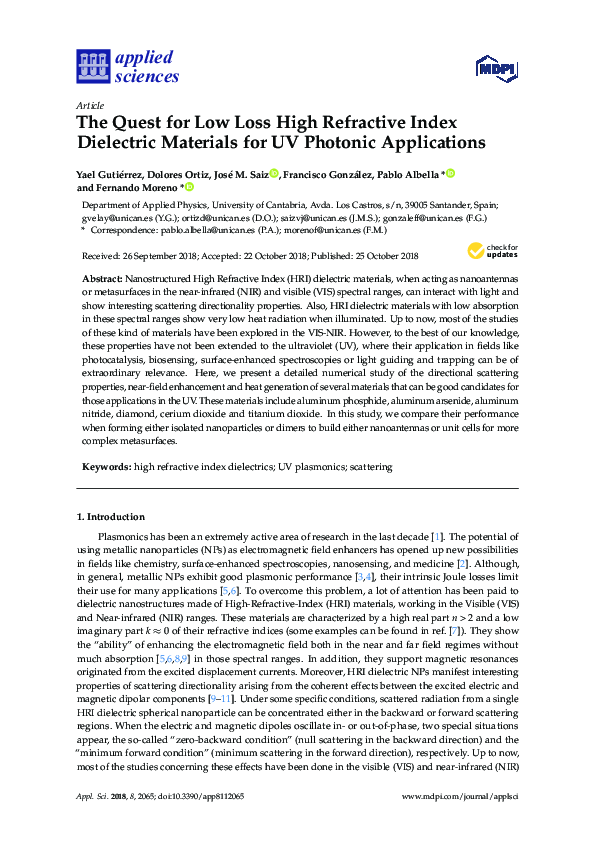 (PDF) The Quest for Low Loss High Refractive Index Dielectric Materials ...