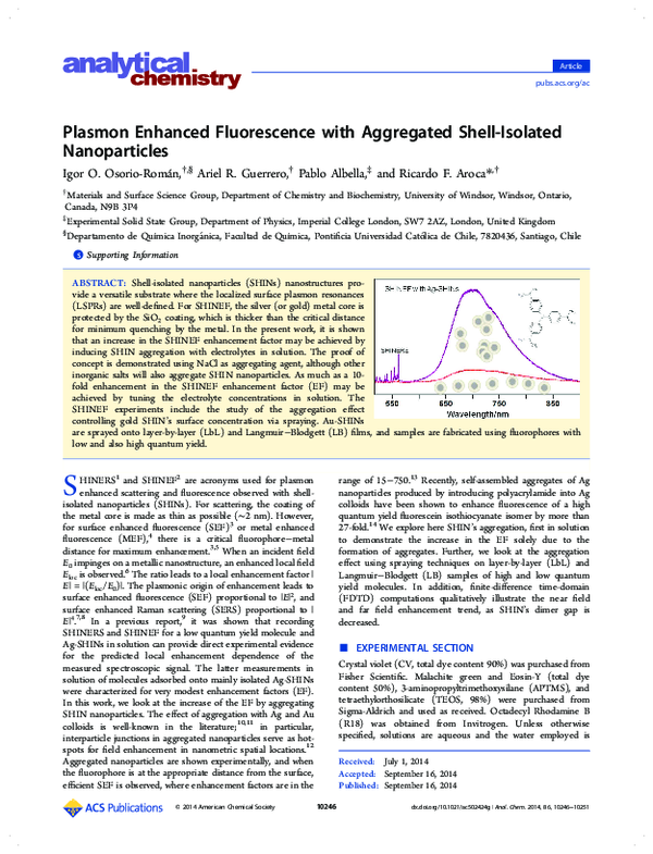 (PDF) Plasmon Enhanced Fluorescence with Aggregated Shell-Isolated Nanoparticles