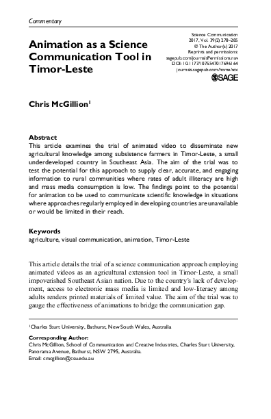(PDF) Animation as a Science Communication Tool in Timor-Leste