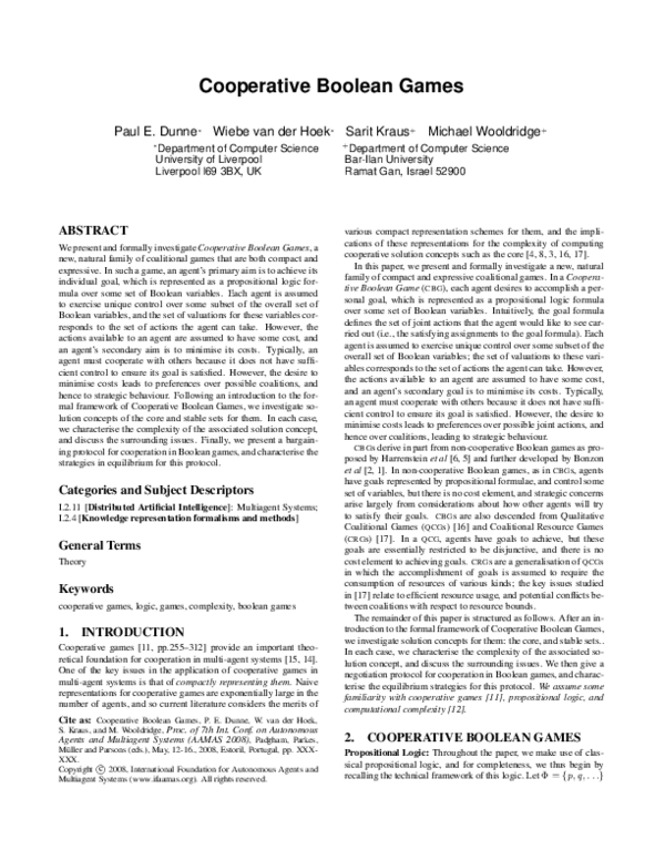 (PDF) Cooperative Boolean games | W. Van Der Hoek - Academia.edu