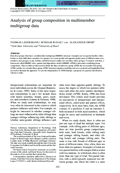 (PDF) Analysis of group composition in multimember multigroup data