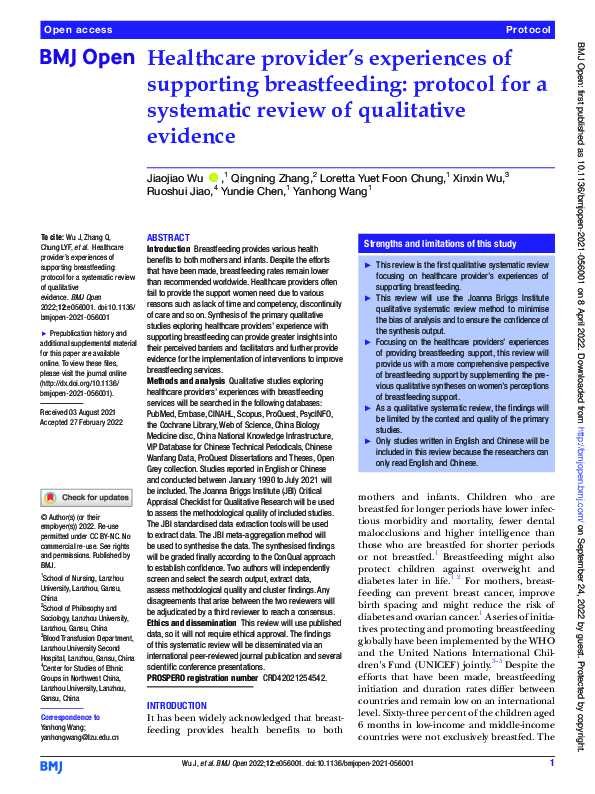 (PDF) Healthcare provider’s experiences of supporting breastfeeding ...