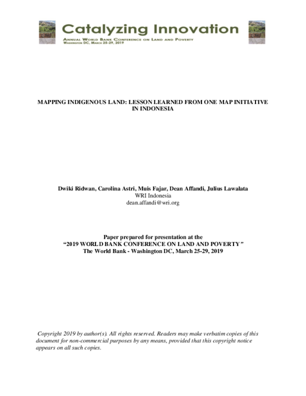 (PDF) MAPPING INDIGENOUS LAND: LESSON LEARNED FROM ONE MAP INITIATIVE ...