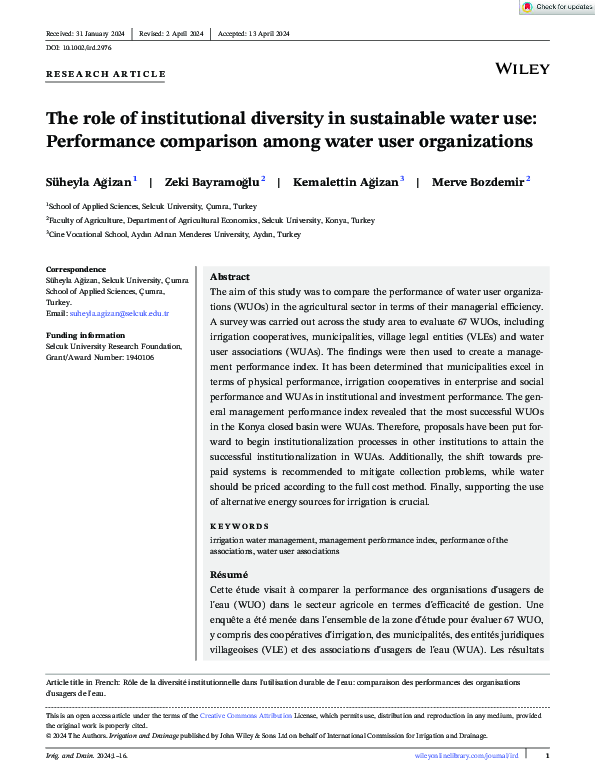 (PDF) The role of institutional diversity in sustainable water use ...
