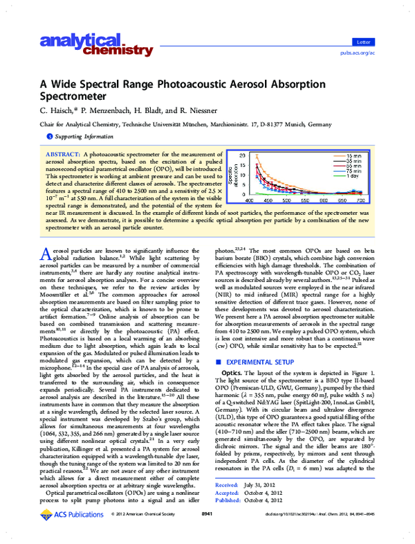 (PDF) A Wide Spectral Range Photoacoustic Aerosol Absorption Spectrometer | Christoph Haisch ...