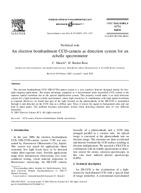 (PDF) An electron bombardment CCD-camera as detection system for an ...