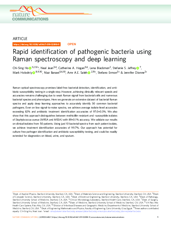 (PDF) Rapid Single-cell Detection and Identification of Bacteria by Using Surface-enhanced Raman ...