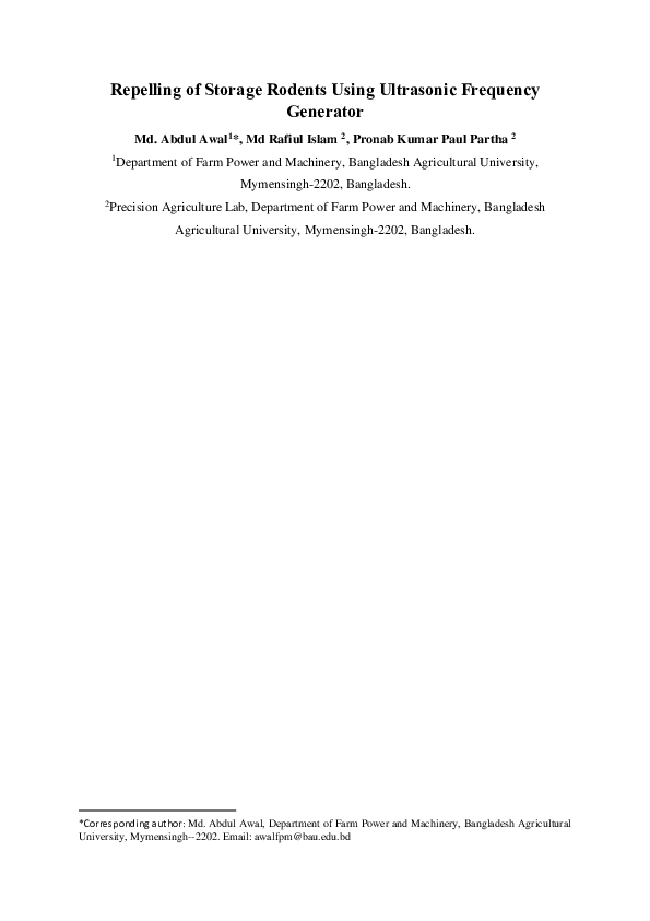 Pdf Repelling Of Storage Rodents Using Ultrasonic Frequency Generator