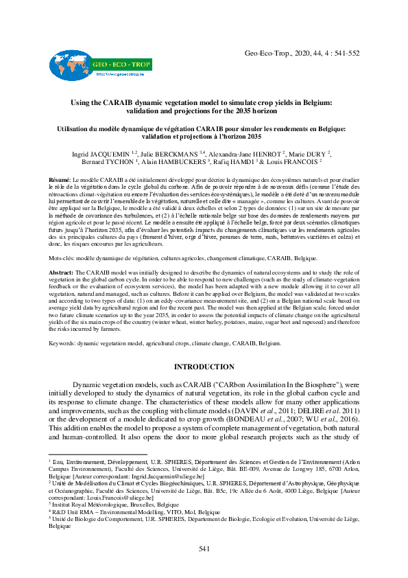 (PDF) Using the CARAIB dynamic vegetation model to simulate crop yields ...
