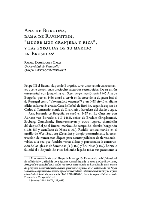 (PDF) Ana de Borgoña, dama de Ravenstein, “muger muy granjera y rica ...