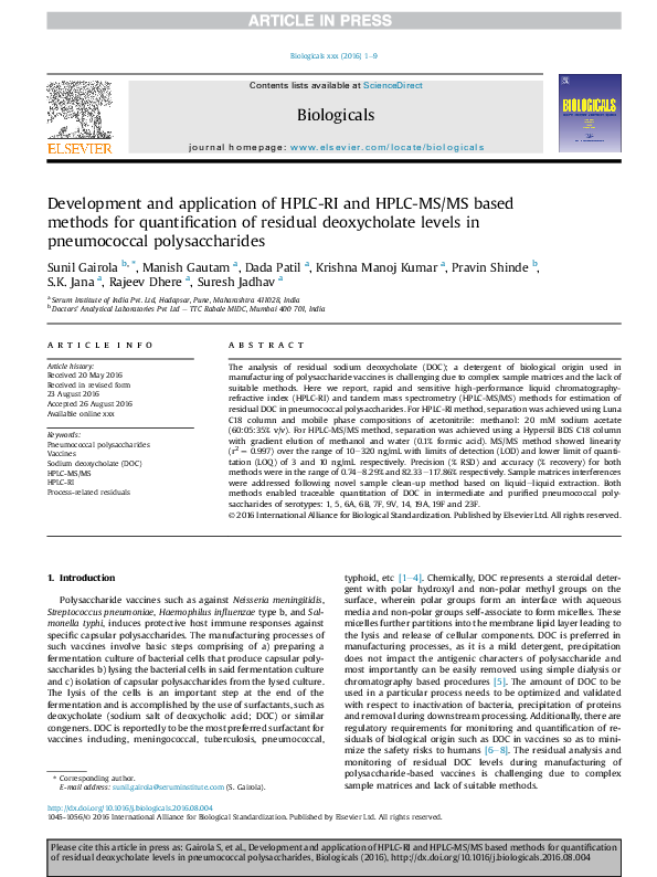 (PDF) Development and application of HPLC-RI and HPLC-MS/MS based methods for quantification of ...