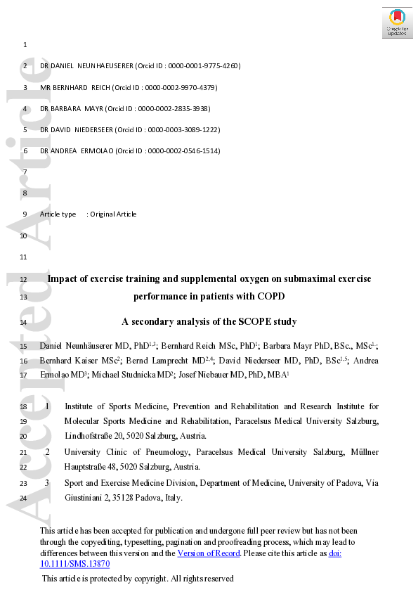 (PDF) The Impact of Exercise Training and Supplemental Oxygen on ...
